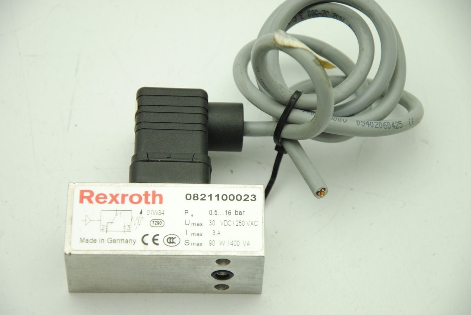 REXROTH 0821100023, Pressure Switch 30VDC/250VAC 3A 90W/400VA – MegaSalvage